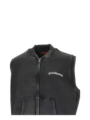 PLEASURES Faded Effect Zip-up Sweatshirt - Black