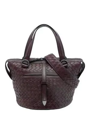 Bottega Veneta Woven Nappa Leather Tambura Satchel - Red