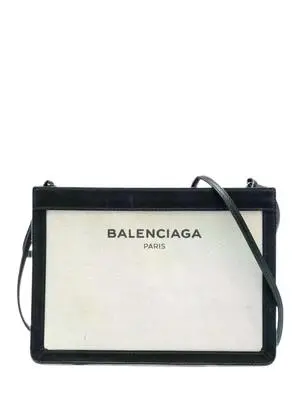 Balenciaga 2017 Canvas Navy Pochette Crossbody Bag - Neutrals