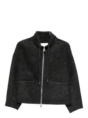 ERMANNO FIRENZE Drawstring-neck Ribbed-knit Jacket - Grey