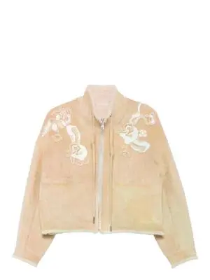 ERMANNO FIRENZE Embroidered Zip-up Jacket - Neutrals