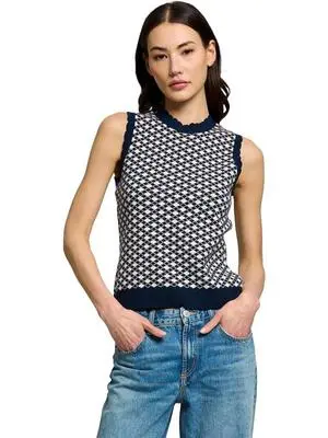 Central Park West Marlo Vest Top - Navy Multi