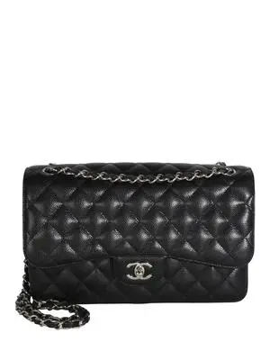 CHANEL Chanel Quilted Caviar Jumbo Double Flap Bag