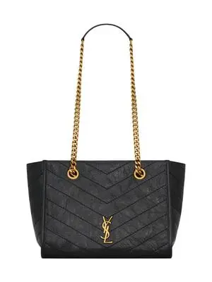 Saint Laurent Niki Small Shopping Bag In Vintage Leather - Black