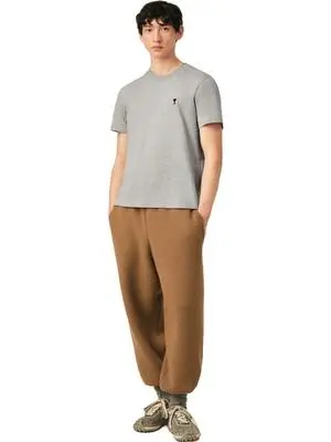 AMI Paris Heather Ash De Coeur Cotton T-shirt - Grey