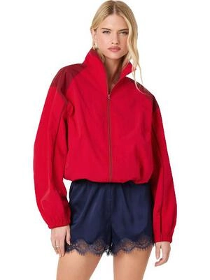 Astr The Label Colorblock Zip-up Windbreaker - Red