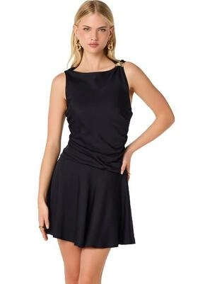 Astr The Label Violet Drop-waist Mini Dress - Navy