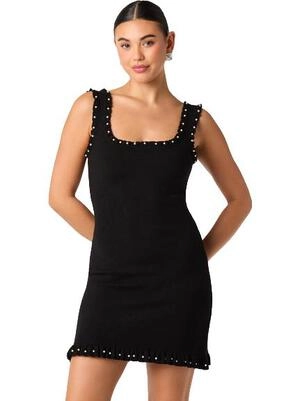 Astr The Label Nya" Pearl-trim Knit Mini Dress - Black