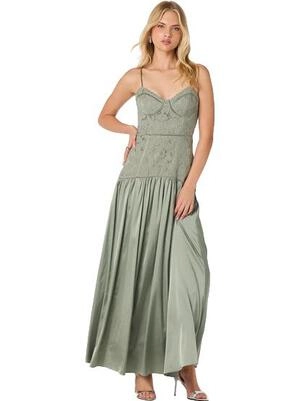 Astr The Label Kaylani Lace Bustier Maxi Dress - Sage