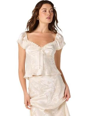 Astr The Label Vanessa Floral Cap Sleeve Top - Cream