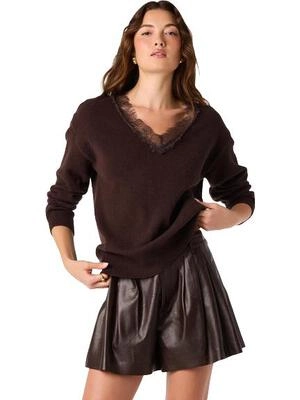 Astr The Label Atherton Faux Leather Pleated Shorts - Brown