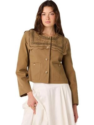 Astr The Label Cropped Sailor-collar Jacket - Nutmeg