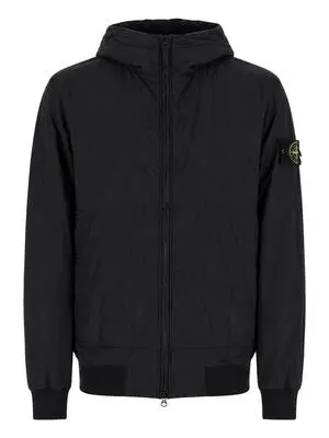 STONE ISLAND Stone Island Hooded Bomber Jacket With Logo Patch