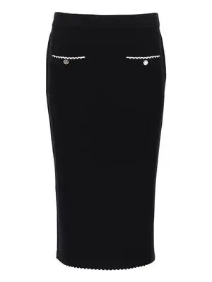 Tory Burch Embroidered Wool Skirt - Black