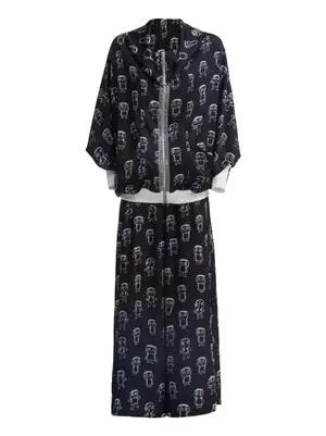 JULIA ALLERT Art Print Bomber Jacket And Wide-leg Palazzo Co-ord Set - Black