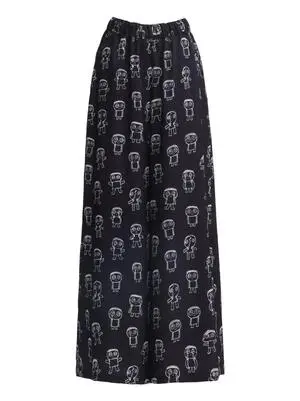 JULIA ALLERT Art Print Wide-leg Palazzo Trousers - Black