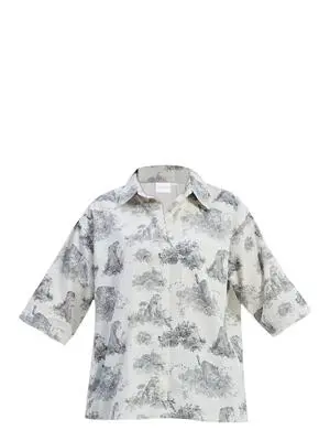 REISTOR Animal Print High-low Shirt - Grey