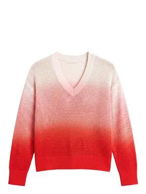 BRODIE CASHMERE Mesh Dip Dye V-neck Jumper - Pink