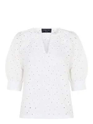 EXQUISE Broderie Anglaise Blouse - White