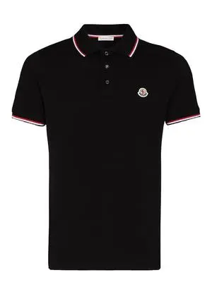 Moncler Logo Cotton Polo Shirt - Black
