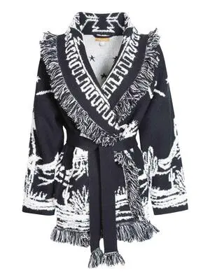 Alanui Canyon Spirit Cashmere Cardigan With Fringe - Black