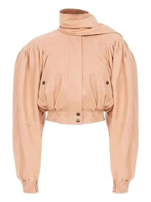 CHLOÉ Chloé Scarfed Leather Jacket With Puff Sleeves