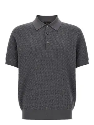 Brioni Cashmere And Cotton Polo Shirt - Grey