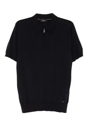 Brioni Short Sleeve Wool Polo - Blue