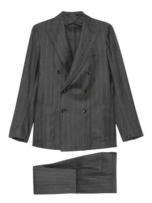 Tagliatore Pinstripe-pattern Double-breasted Suit - Grey