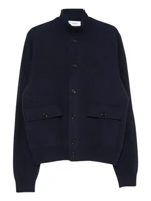 LARDINI Ribbed-knit Panelled Jacket - Blue