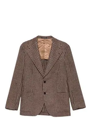 GABRIELE PASINI Houndstooth Notched Lapel Blazer - Beige