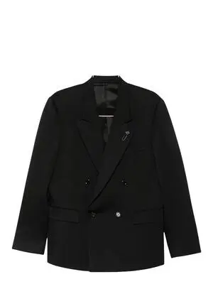 LARDINI Double-breasted Peak-lapel Blazer - Black
