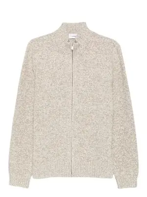 LARDINI Zip-up Marl-knit Cardigan - Beige