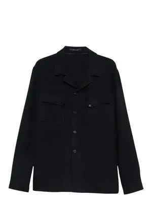 Tagliatore Wool-blend Shirt Jacket With Patch Pockets - Navy