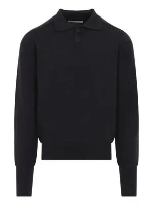 Studio Nicholson Merino Wool Polo Sweater - Black