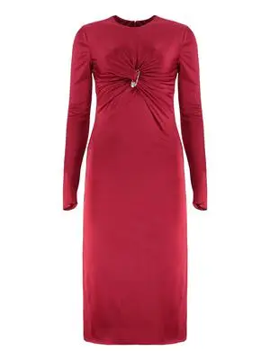 VERSACE VERSACE Gathered Front T-Shirt Dress With Decorative Brooch