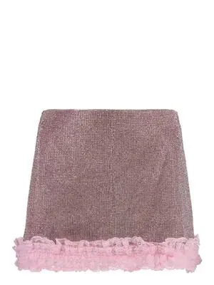 SELF-PORTRAIT X Christopher Kane Embellished Mini Skirt With Lace Trimming - Pink