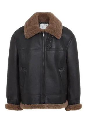 Saint Laurent Biker Jacket In Lamb Shearling & Calf Leather - Black