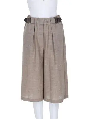 ALYSI Belted Pleated Wide-leg Shorts - Beige
