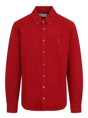 AMI Paris Cotton Button-front Shirt - Red