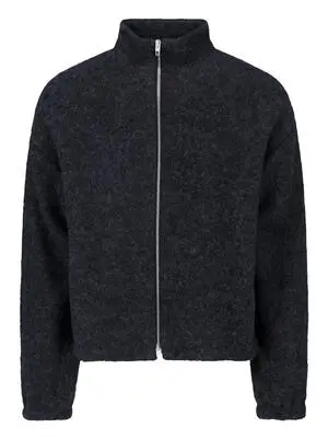 JIL SANDER Zip-up Textured High-neck Jacket - Grey