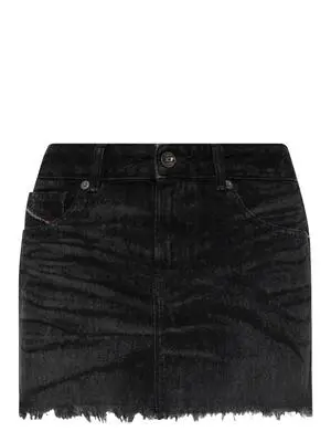 DIESEL® Denim Mini Skirt With Frayed Hem - Nero