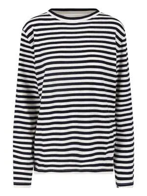 EXTREME CASHMERE EXTREME CASHMERE Striped Cotton-Cashmere Crewneck Sweater