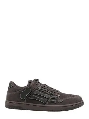 Amiri Suede Sneakers With Bone Appliqués - Marrone