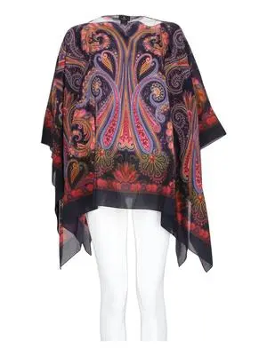 Etro Silk Paisley Print Poncho Top - Multicolour