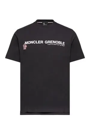 Moncler Moncler Ribbed Crew Neck Short-Sleeve T-Shirt With Logo Details Nero