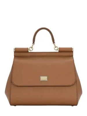 Dolce & Gabbana DOLCE & GABBANA Sicily Large Leather Handbag Brown
