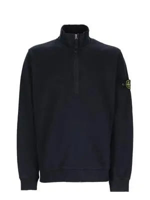 Stone Island Cotton Half-zip Mock Neck Sweatshirt - Blue
