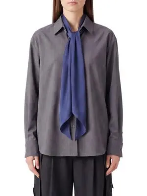Sacai Shirt With Tie Detail - Brown