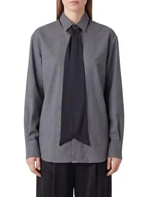 SACAI SACAI Wool Blend Shirt With Pussy-Bow Collar